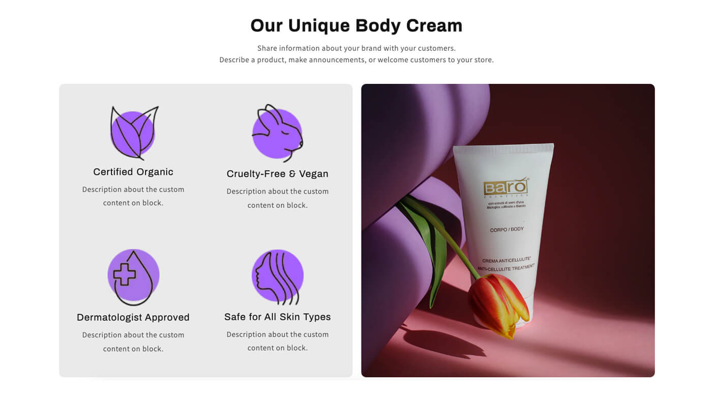 Product Benefits section template for your Shopify store | qwiqode Theme Sections Custom Liquid ...