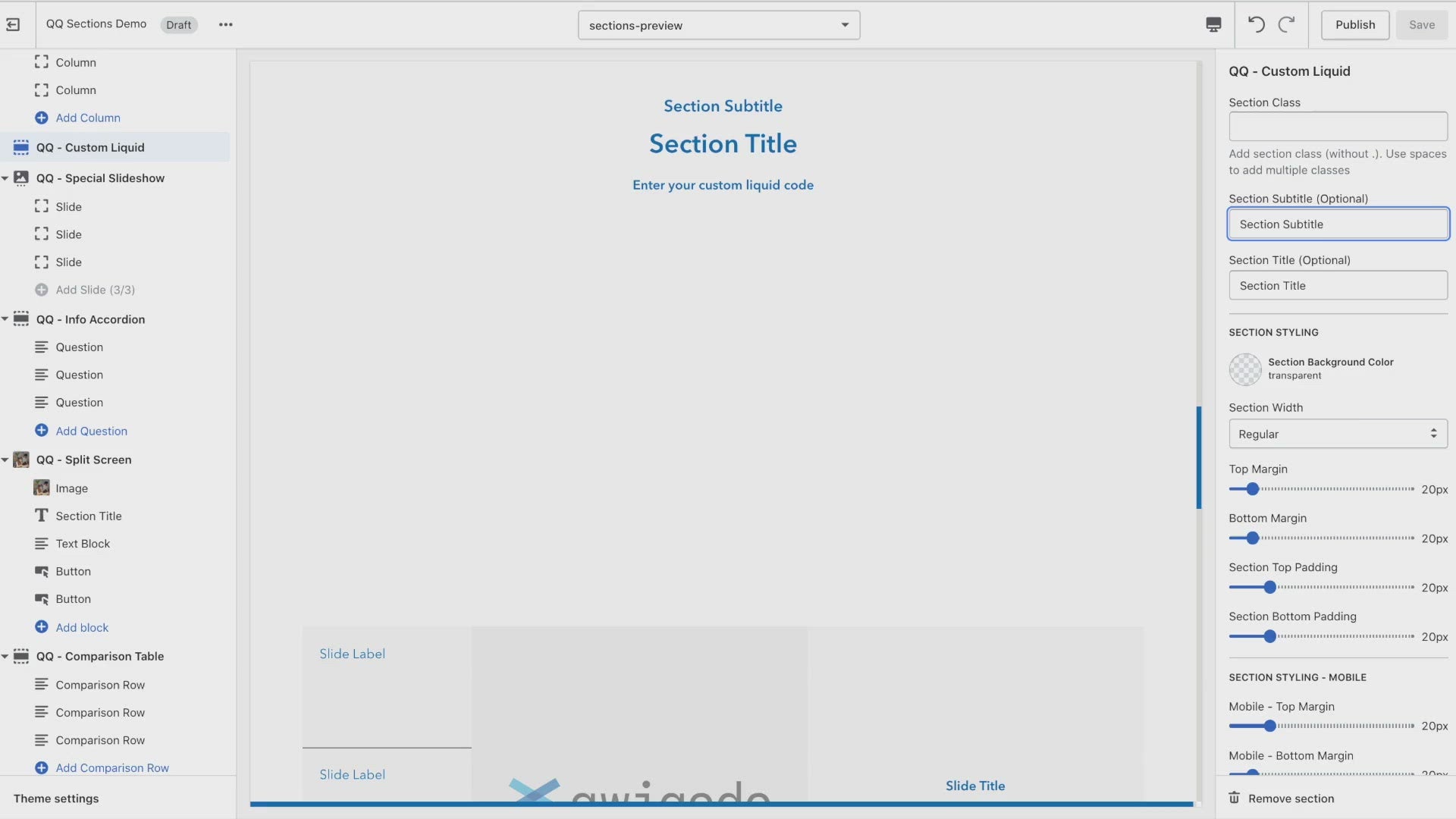 Custom Liquid Block section template for your Shopify store | qwiqode ...